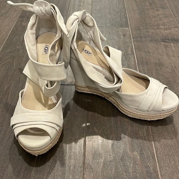 UGG | Shoes | Ugg Lucy Platform Wedge Espadrilles In Cream Size 8 2 ...
